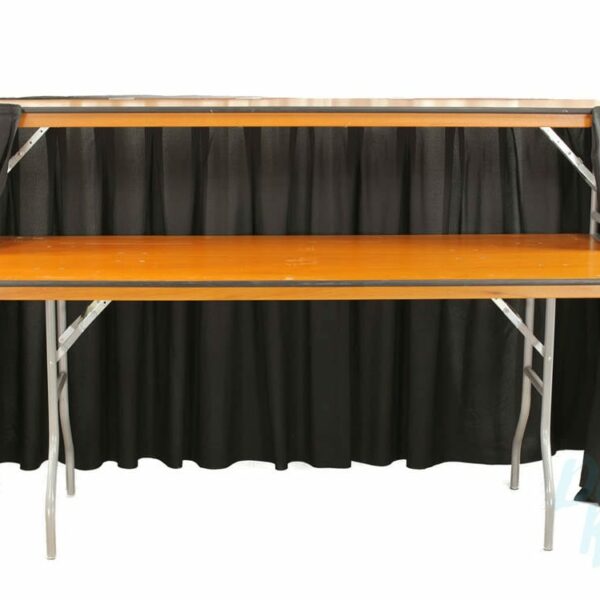 Bar, 6' two tiered bar includes black linen and skirting | Platinum ...